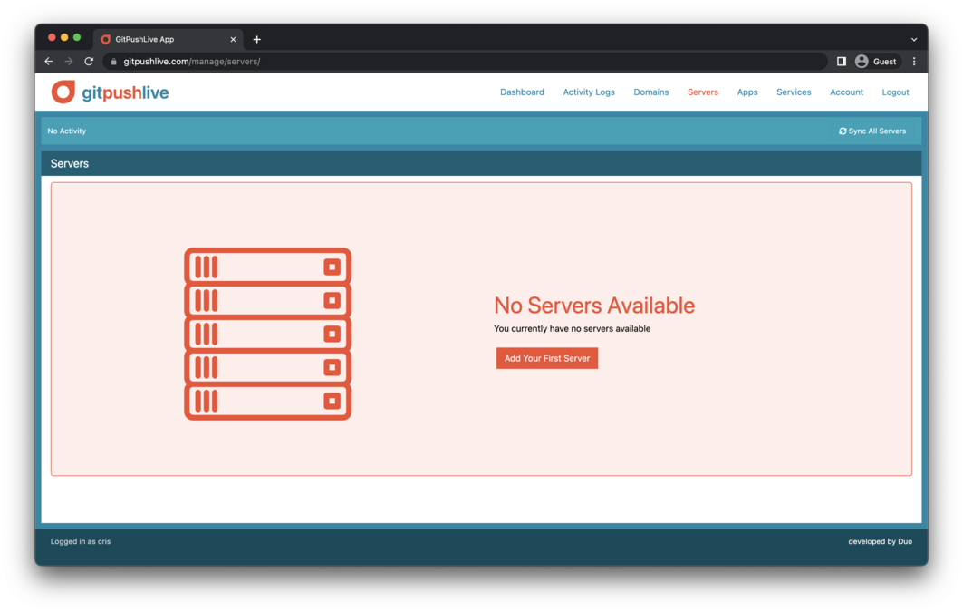 GitPushLive - Servers